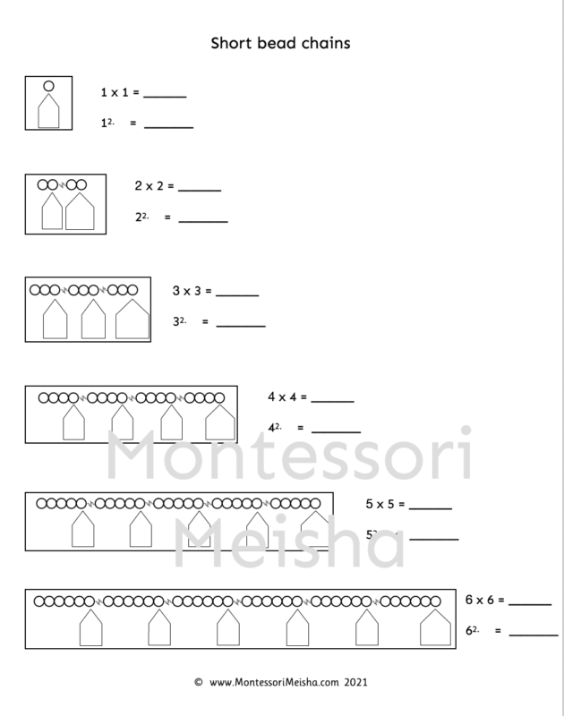 Montessori Short Bead Chains Worksheet - Printable Montessori Teaching ...